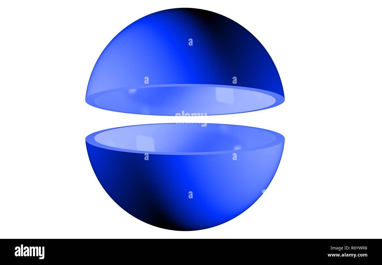 3d rendering of a hemisphere cut inside a studio on white Stock Photo ...
