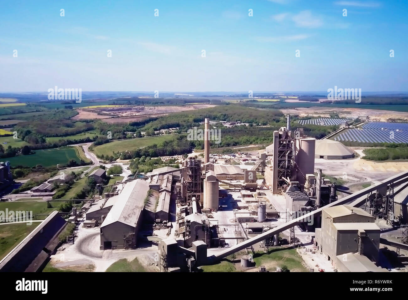 Large cement plant. The production of cement on an industrial scale in ...