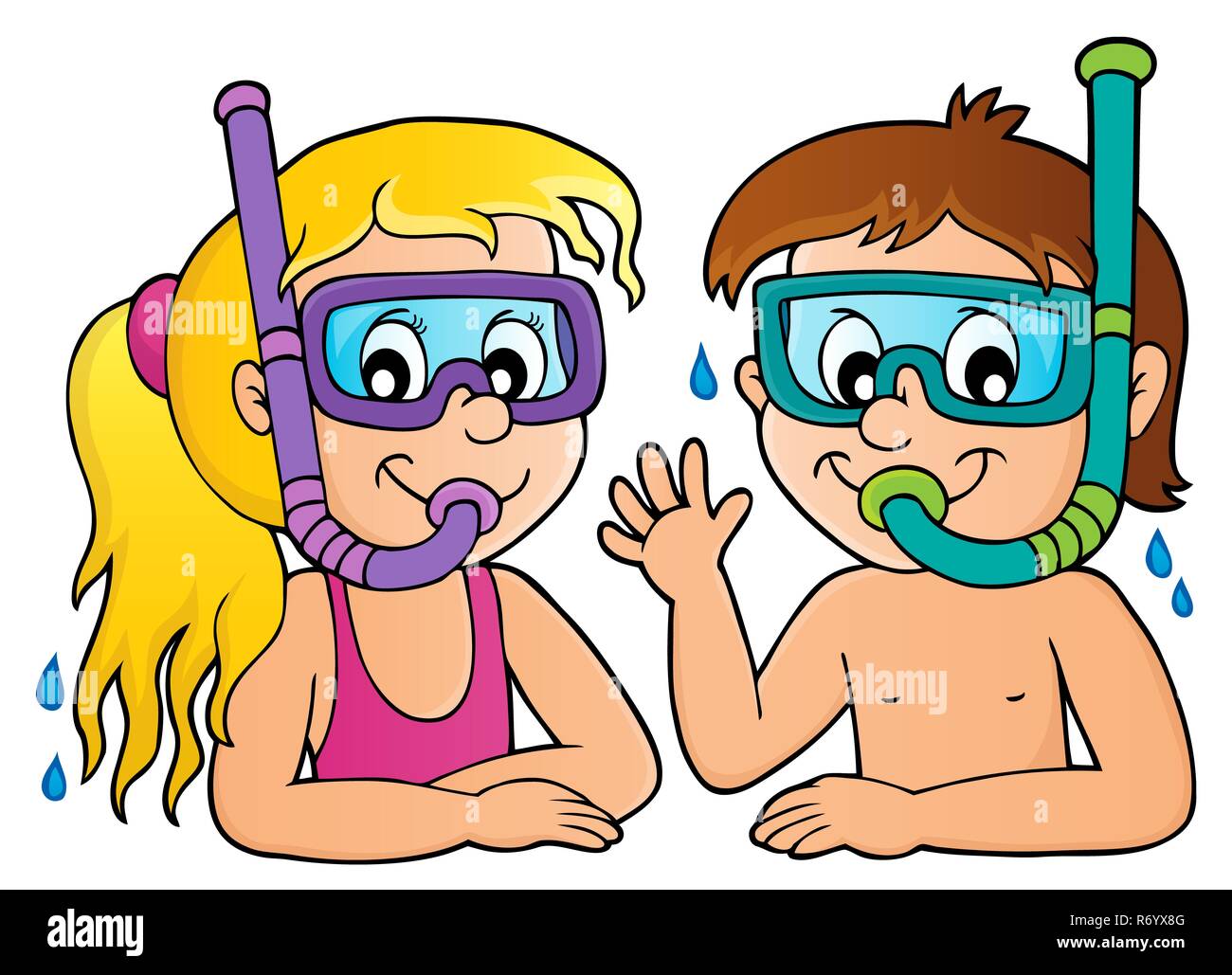 Children snorkel divers theme 1 Stock Photo - Alamy