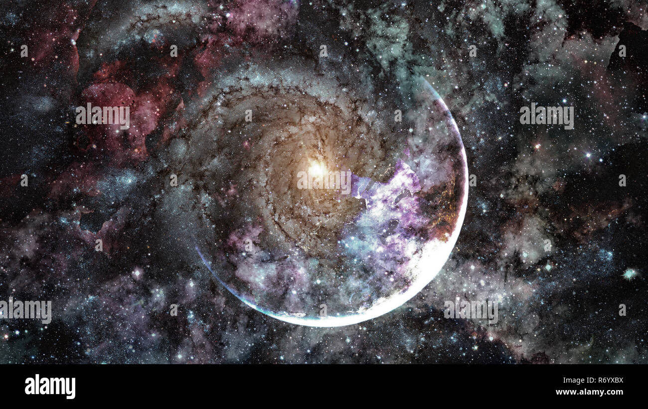 Earth and galaxies in space. Elements of this image furnished by NASA ...