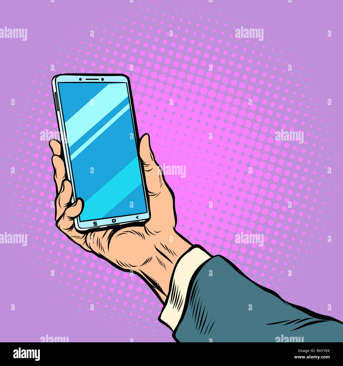 Smartphone in male hand selfie Stock Photo - Alamy