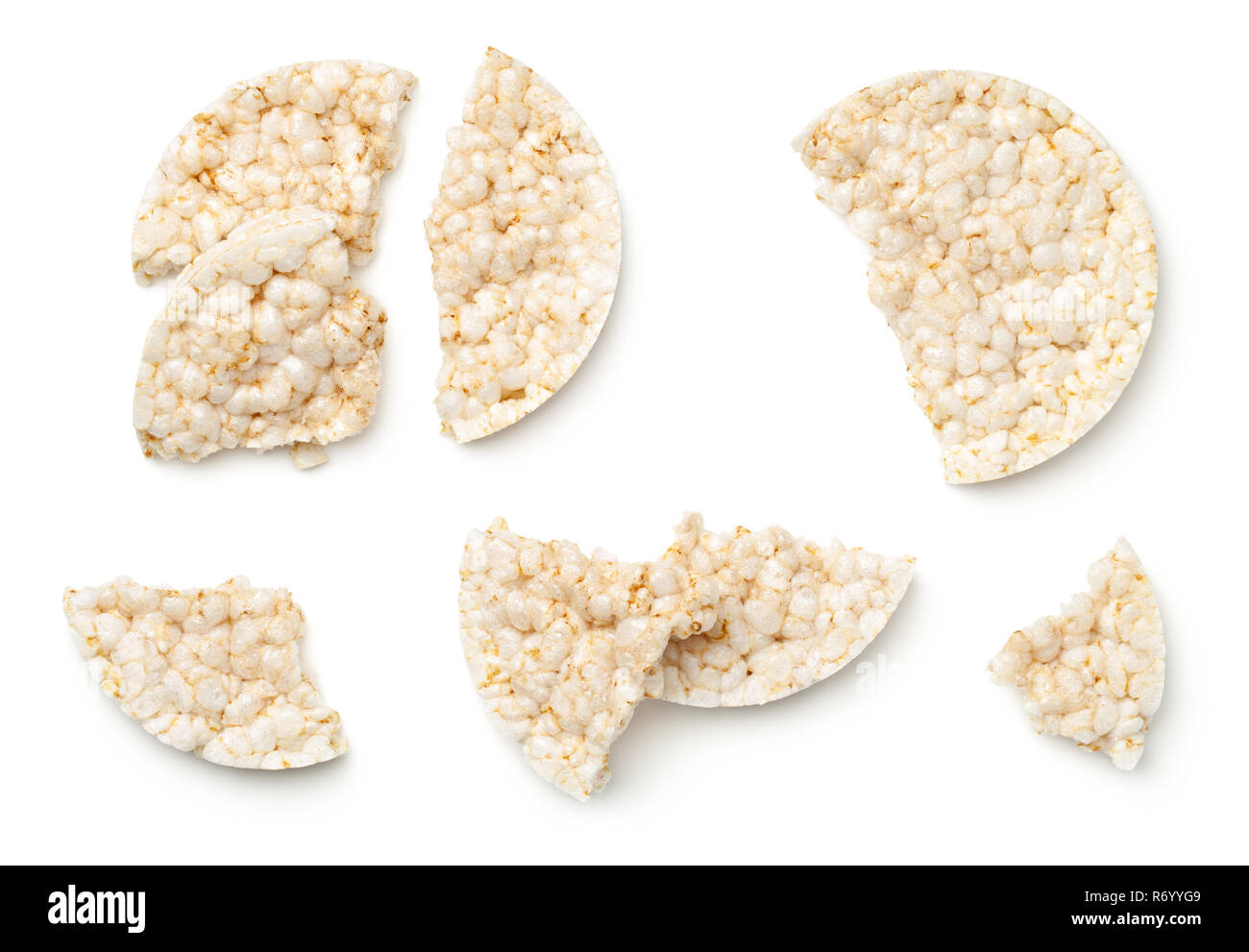 puffed rice bread isolated on white background Stock Photo - Alamy