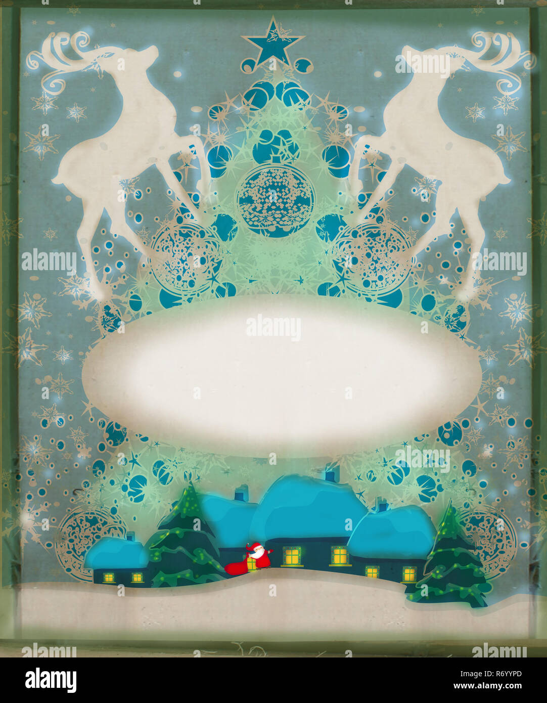 abstract christmas frame with reindeer Stock Photo - Alamy
