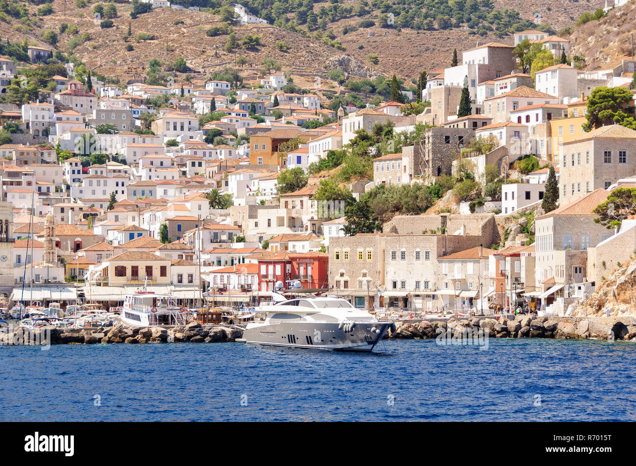 Approaching Hydra - Saronic Islands Stock Photo - Alamy