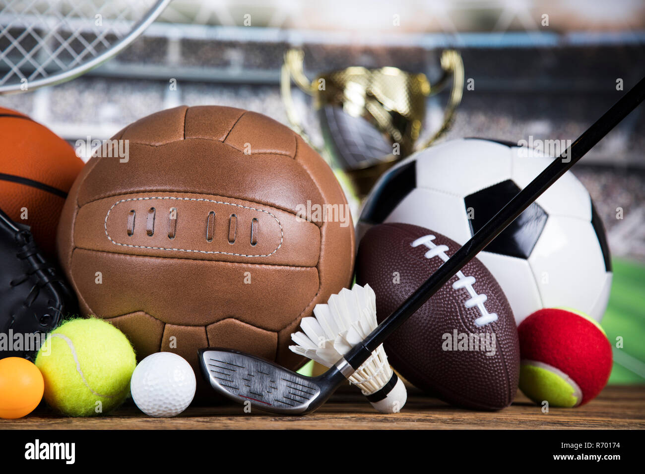 Trophy Winning, sport ball background Stock Photo - Alamy
