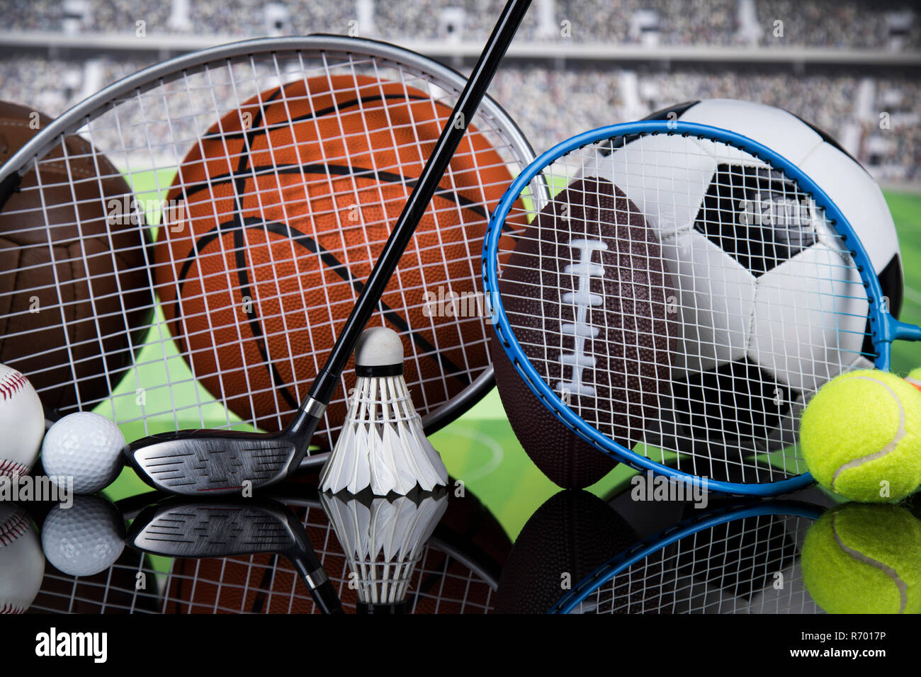 Group of sports equipment Stock Photo - Alamy