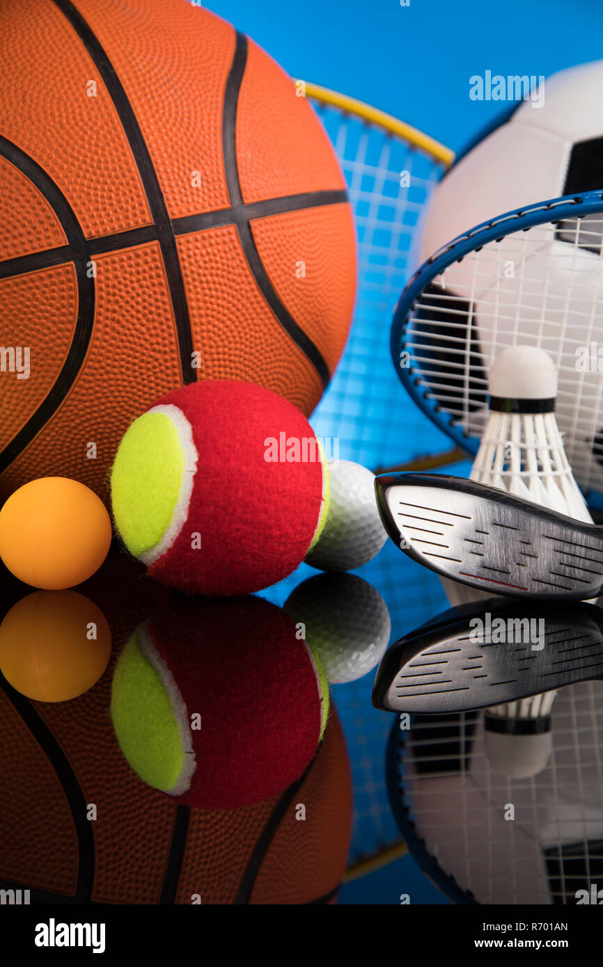 Group of sports equipment Stock Photo - Alamy