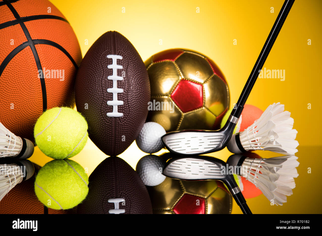 Sport equipment and balls Stock Photo - Alamy