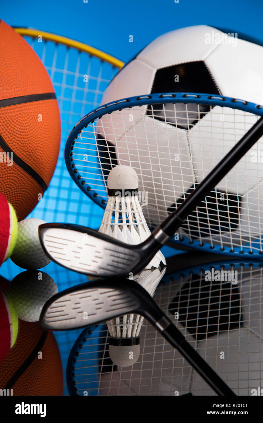 Group of sports equipment Stock Photo - Alamy