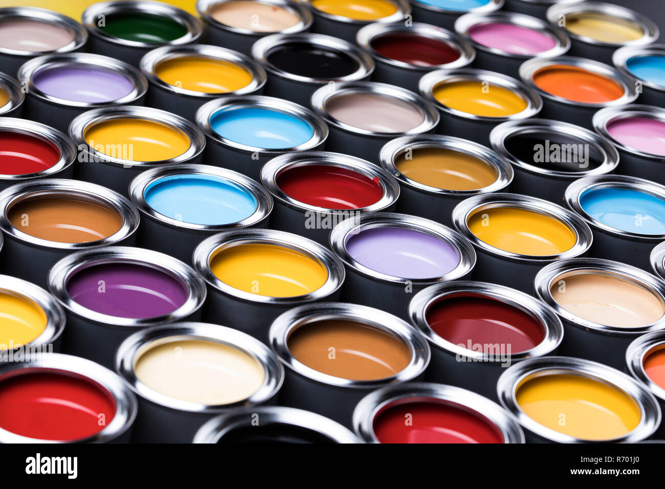 Colorful paint cans set Stock Photo - Alamy