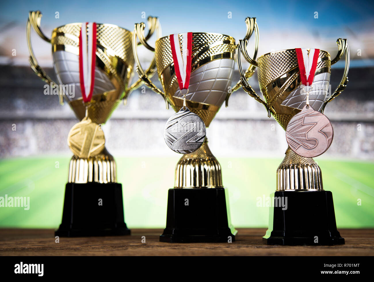 Award winning trophy sport background Stock Photo - Alamy