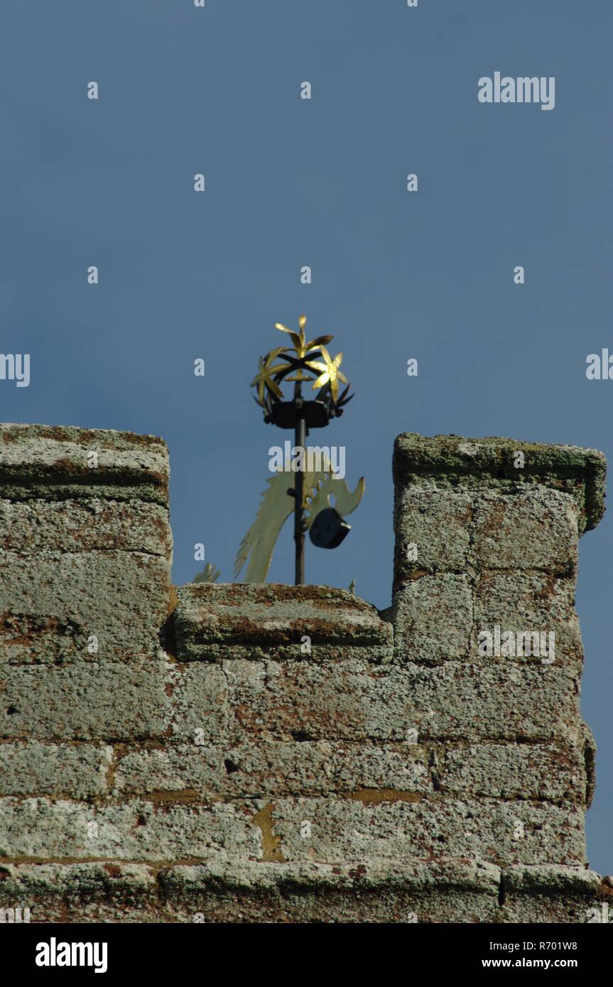 Gold Weather Vein atop St Clement's Church Tower. Powderham, Exeter ...