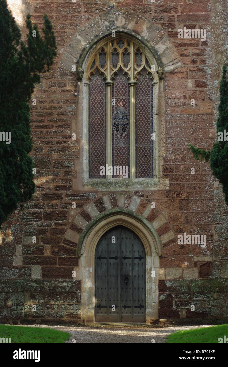 St Clement's Parish Church, Powderham, Devon, UK. Gothic Window and ...