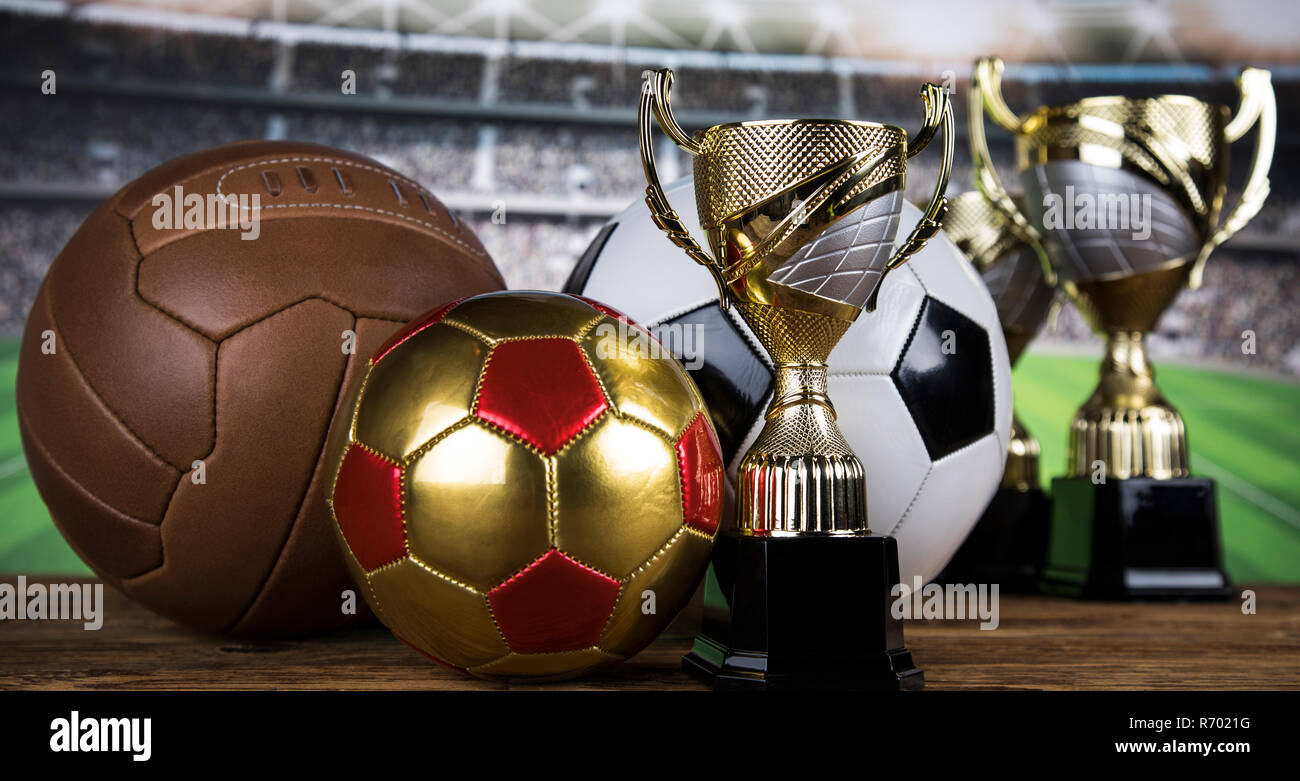 Trophy Winning, sport ball background Stock Photo - Alamy