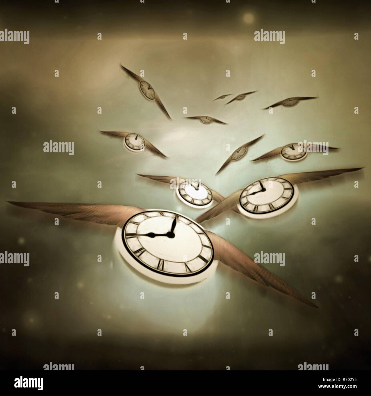 Surreal painting. Flow of time Stock Photo - Alamy