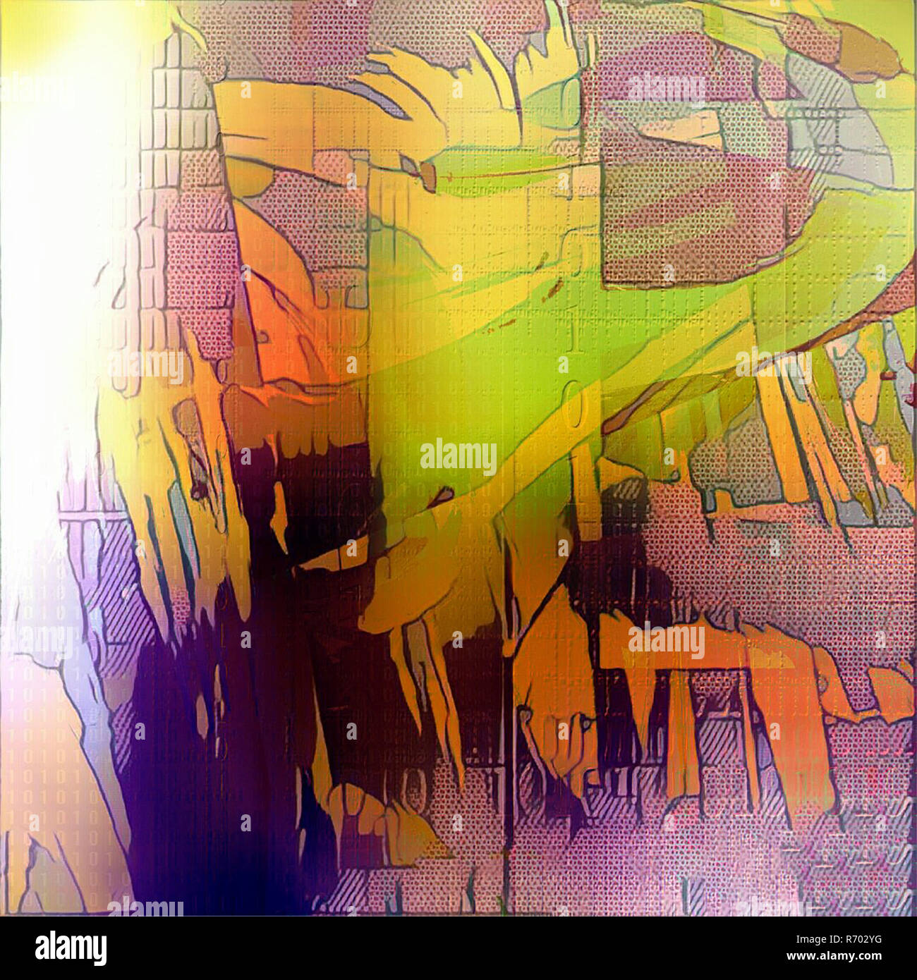 Digital Art. Abstract painting. Paint strokes and binary code Stock ...