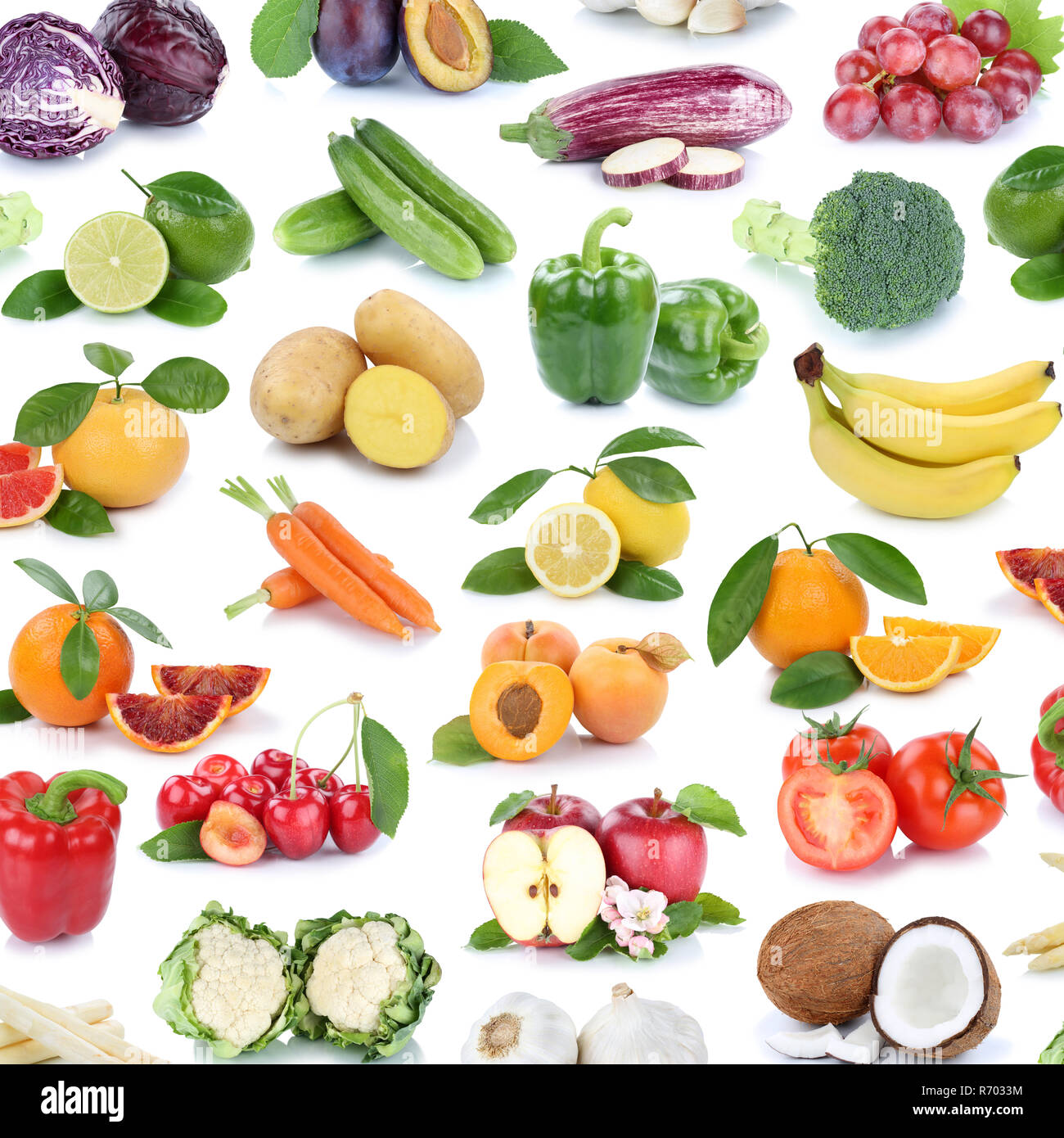 fruits and vegetables fruits apple orange collage cut out square ...