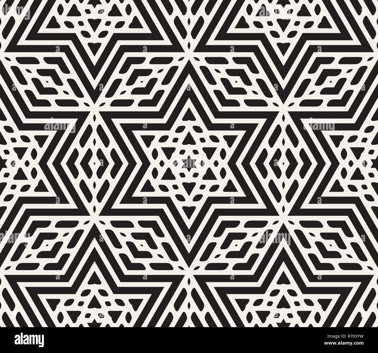 Vector Seamless Rounded Floral Star Oriental Hexagonal Pattern Stock ...