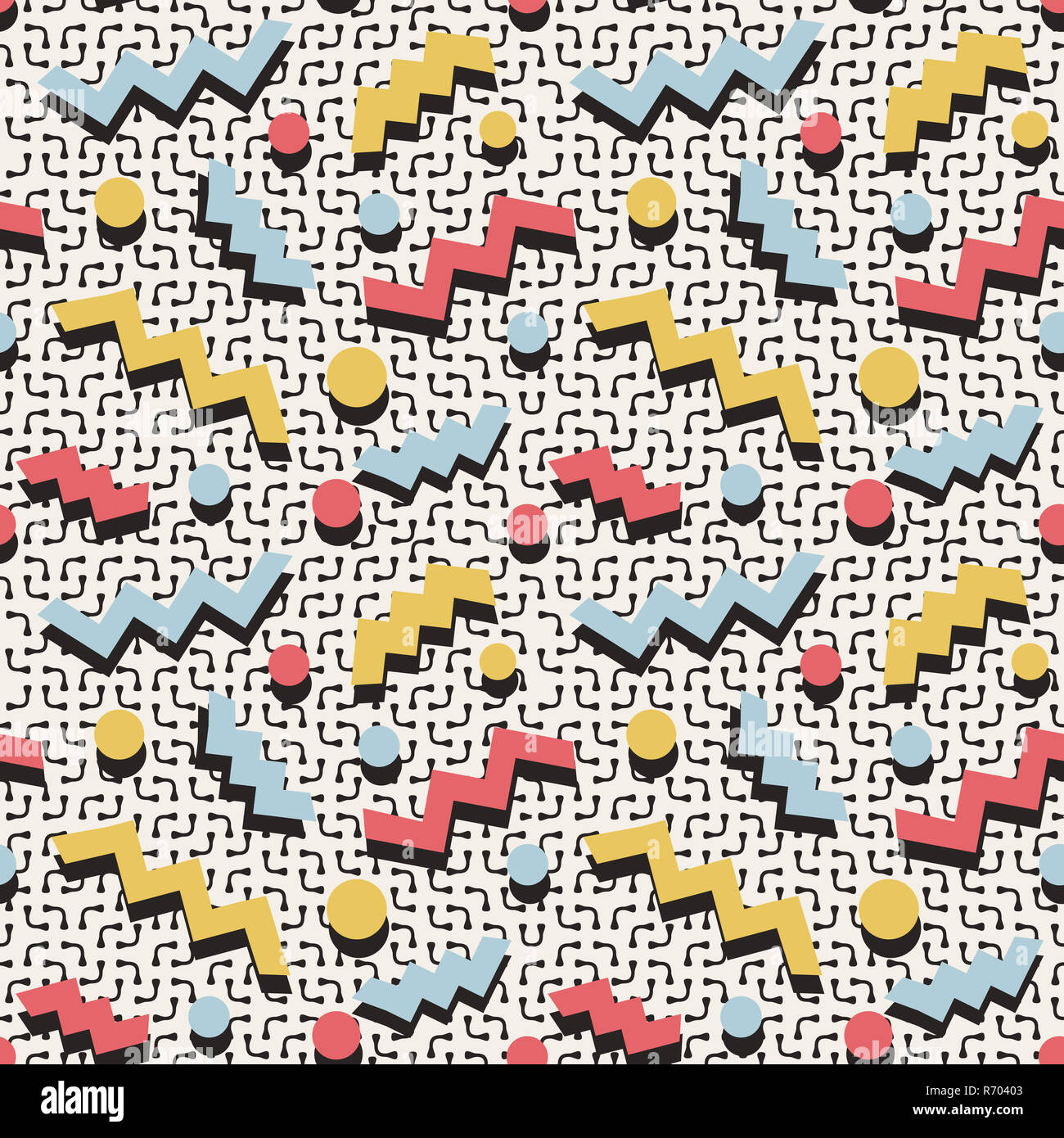 Vector Seamless Jumble Color Shapes Pattern on White Background Stock ...