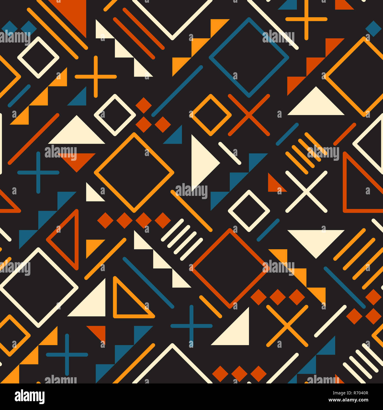Vector Seamless Retro 80 s Jumble Geometric Line Shapes Teal Orange ...