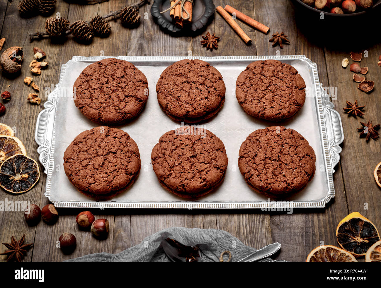baked round chocolate chip cookies Stock Photo - Alamy