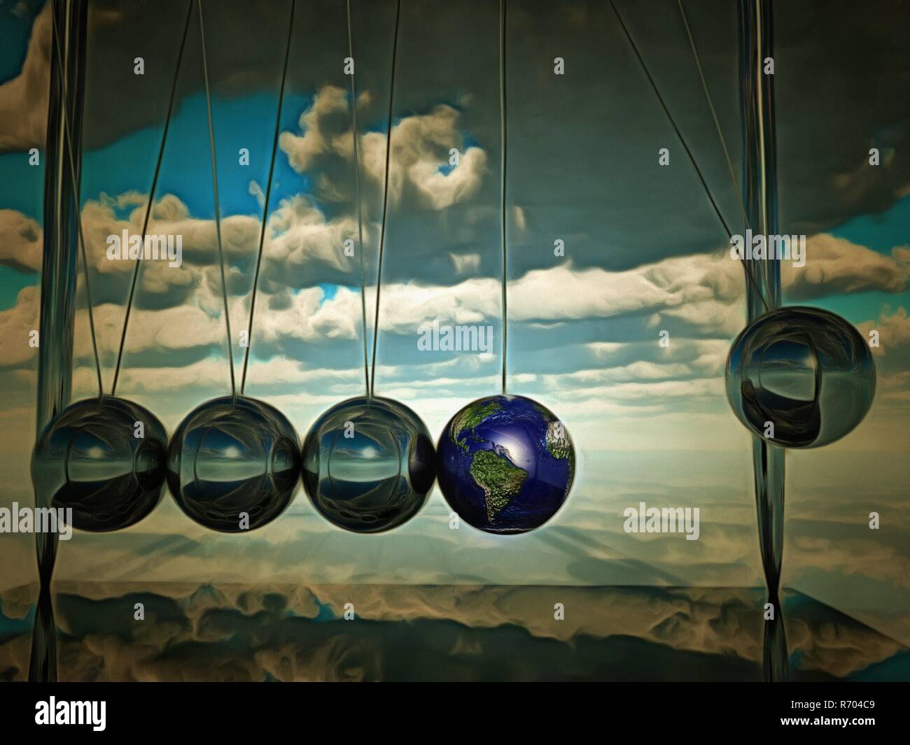 Newton's cradle and globe hi-res stock photography and images - Alamy