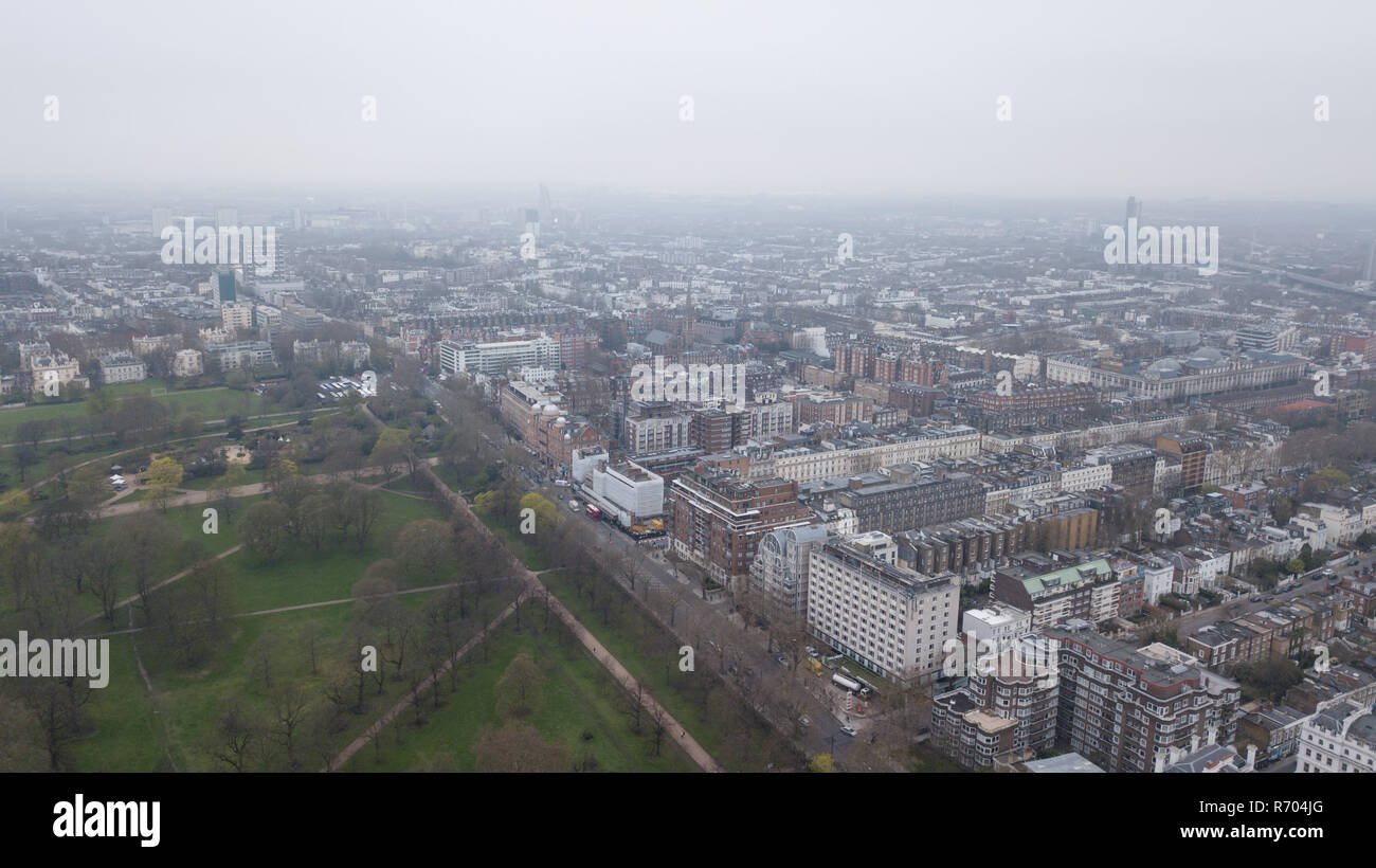 Aerial view of London Hyde Park UK United Kingdom drone top view Stock ...
