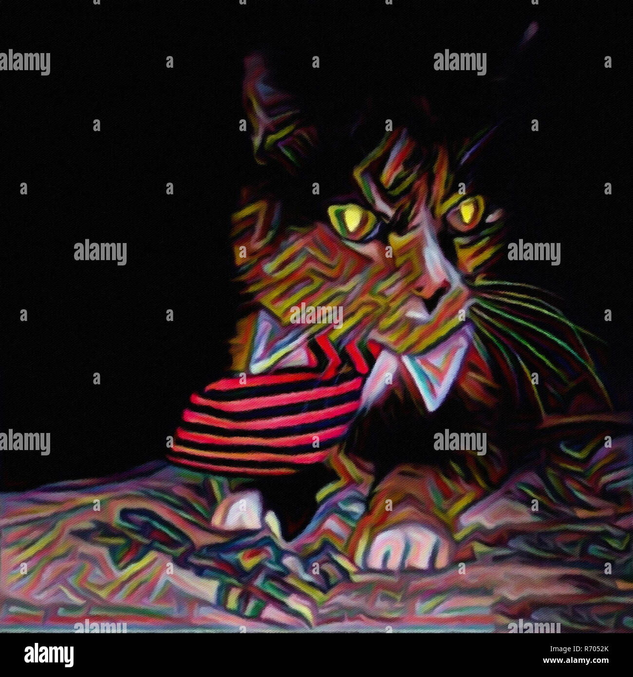 Modern art. Cat in tie Stock Photo - Alamy