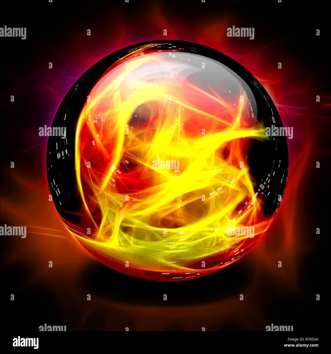 Crystal Ball With Fire Inside Stock Photo - Alamy
