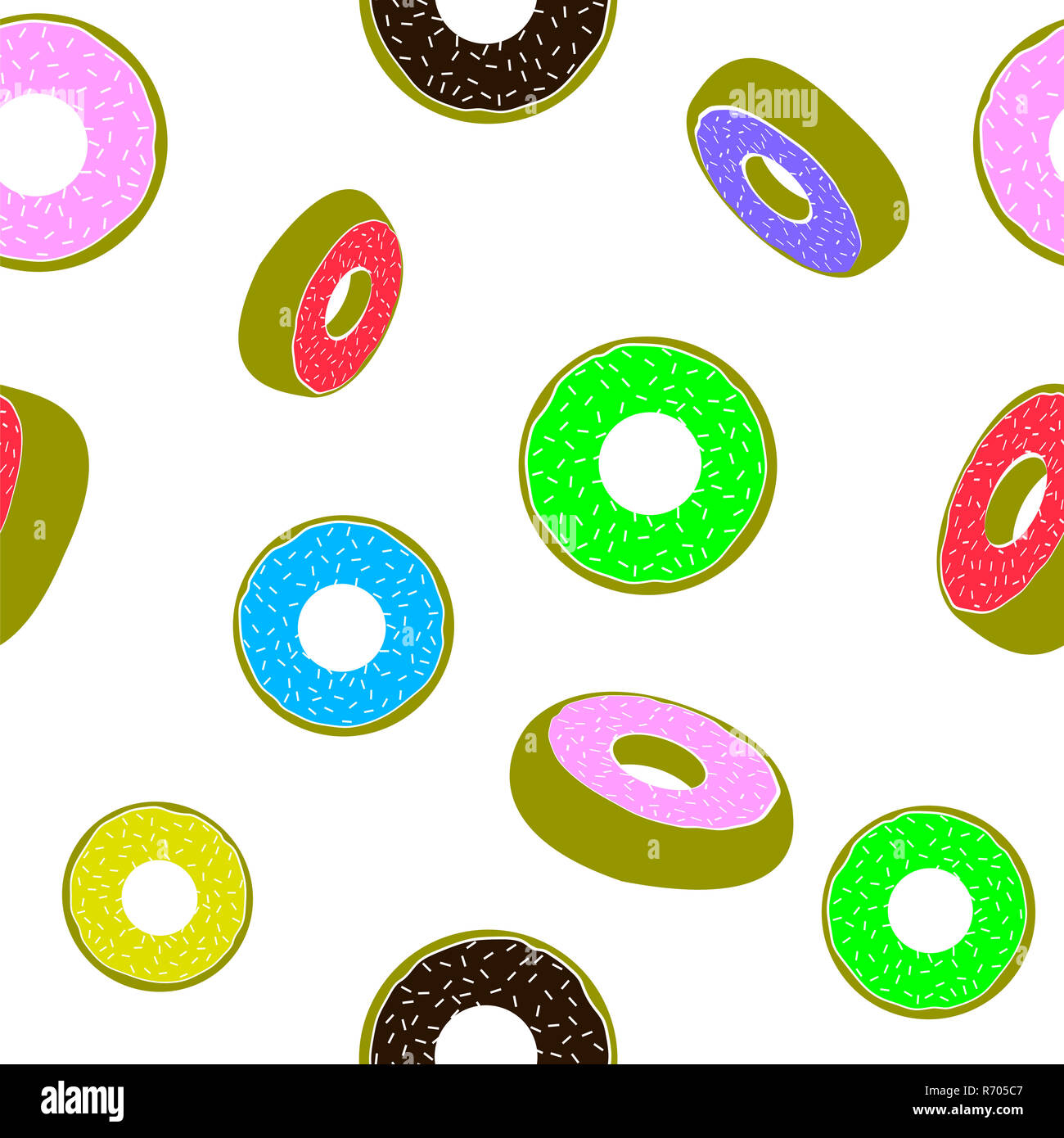 Sweet Glazed Colorful Donut Seamless Pattern. Fast Food Texture Stock ...