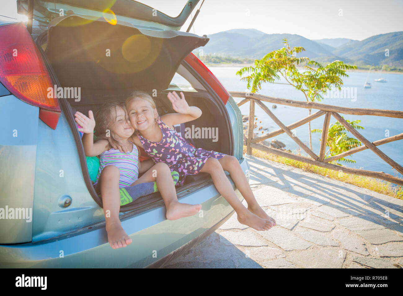 Happy children summer travel Stock Photo - Alamy