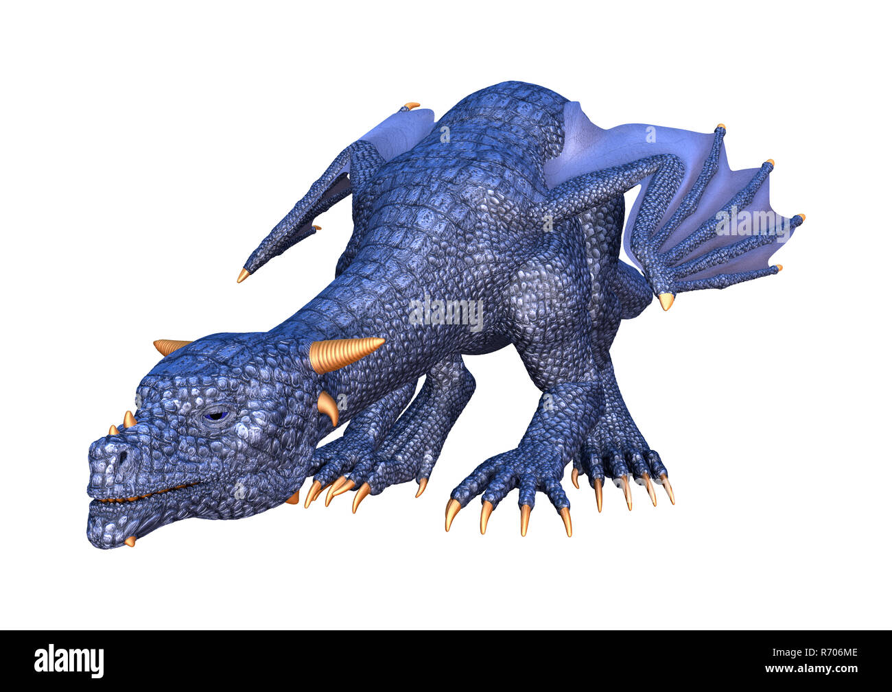 3D Rendering Fairy Tale Blue Dragon on White Stock Photo - Alamy