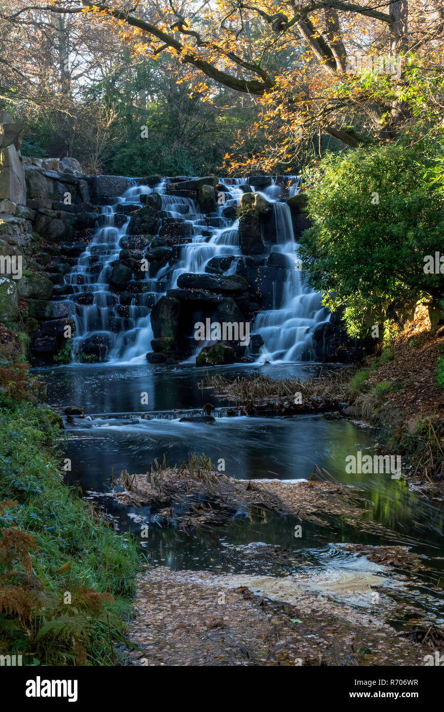 The Ornamental Cascade waterfall in Virginia Water, Surrey, United ...