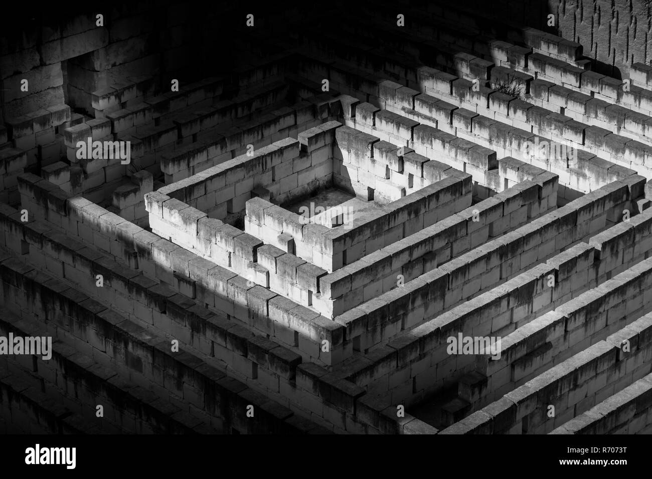 Labyrinth made of stone: conceptual for question, freedom and journey ...