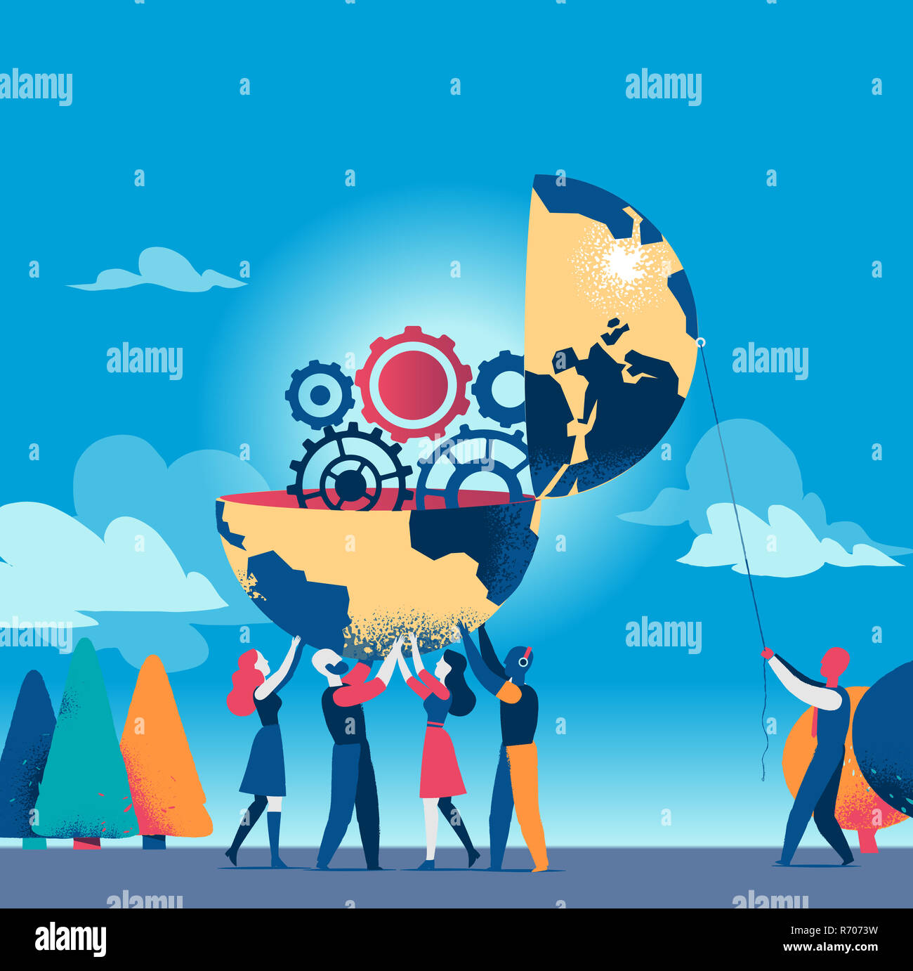 People study the mechanism the planet Earth Stock Photo - Alamy