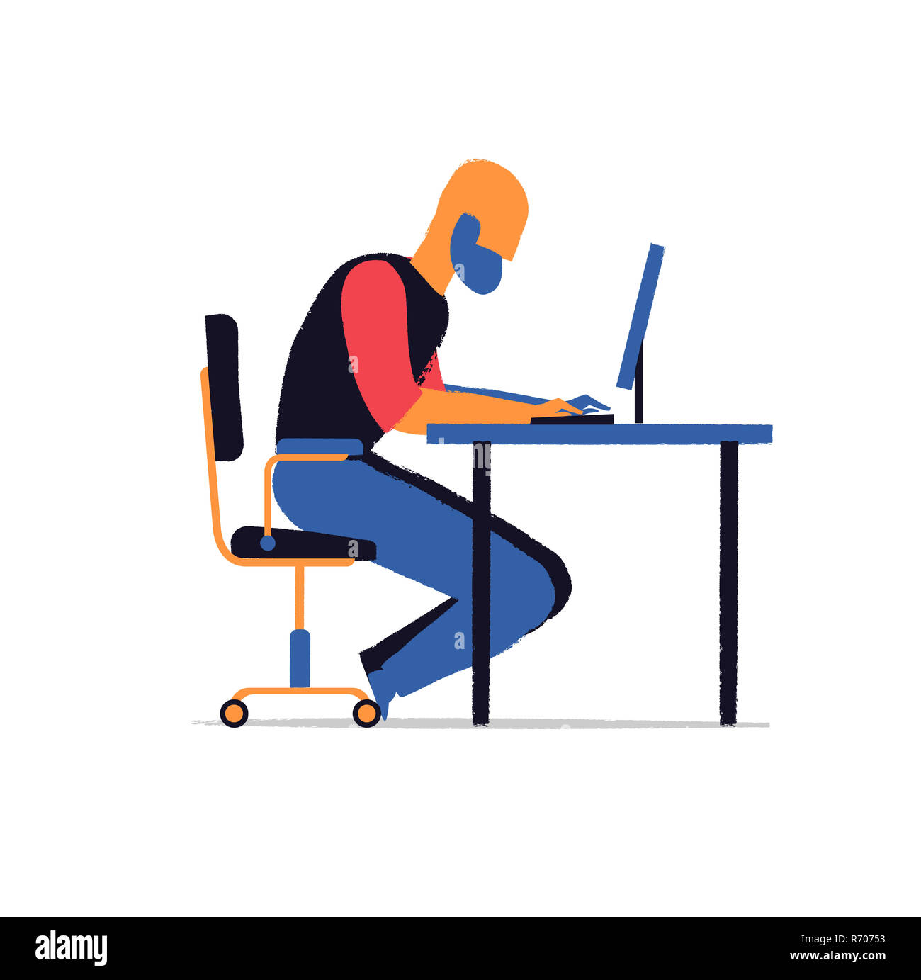 Man work hard at your laptop on the desk Stock Photo - Alamy