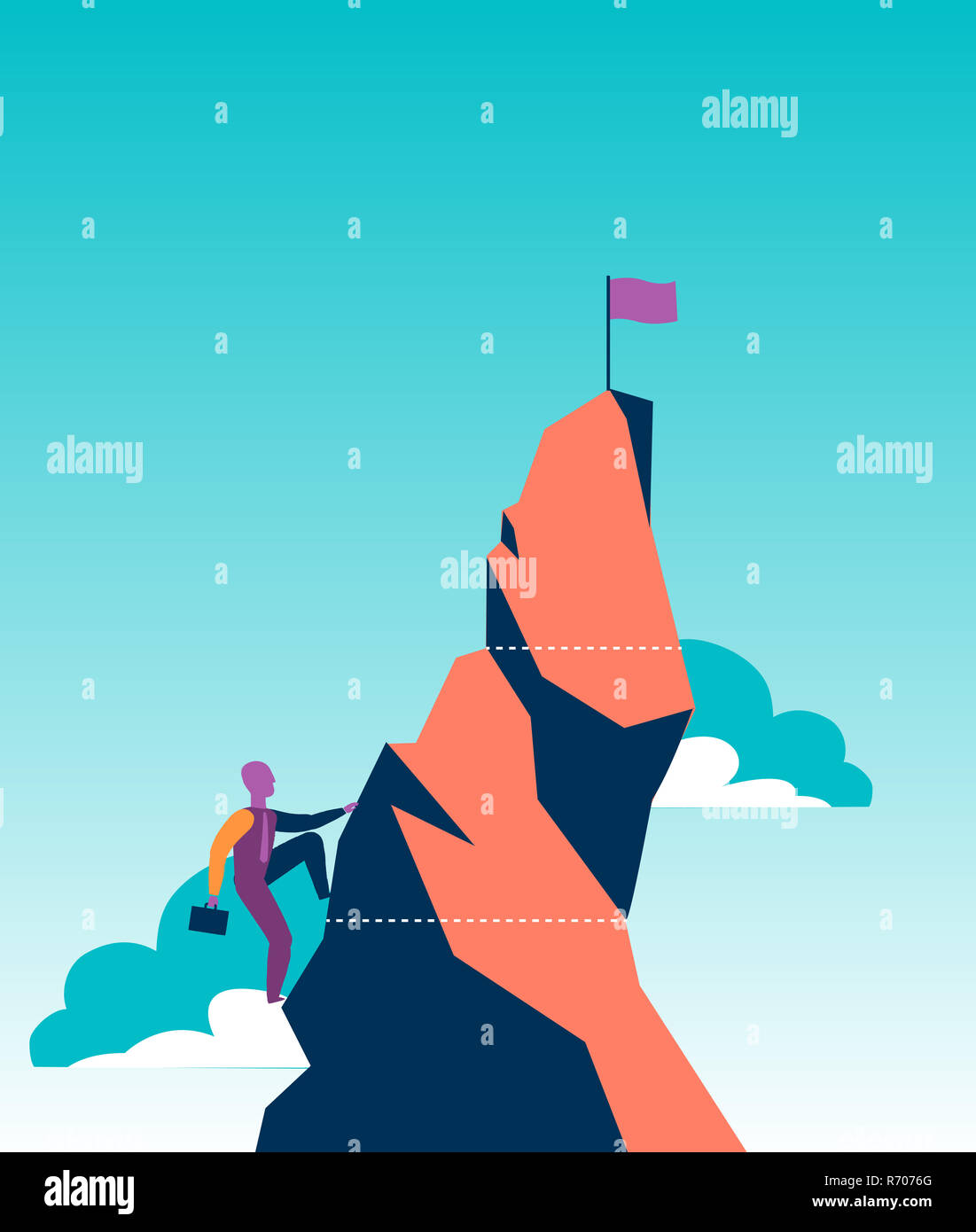 Group of salesmen on a mountain trying to reach the peak Stock Photo ...