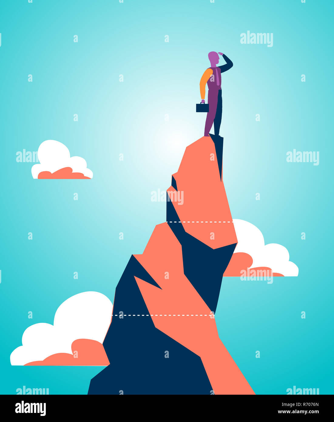 Group of salesmen on a mountain trying to reach the peak Stock Photo ...