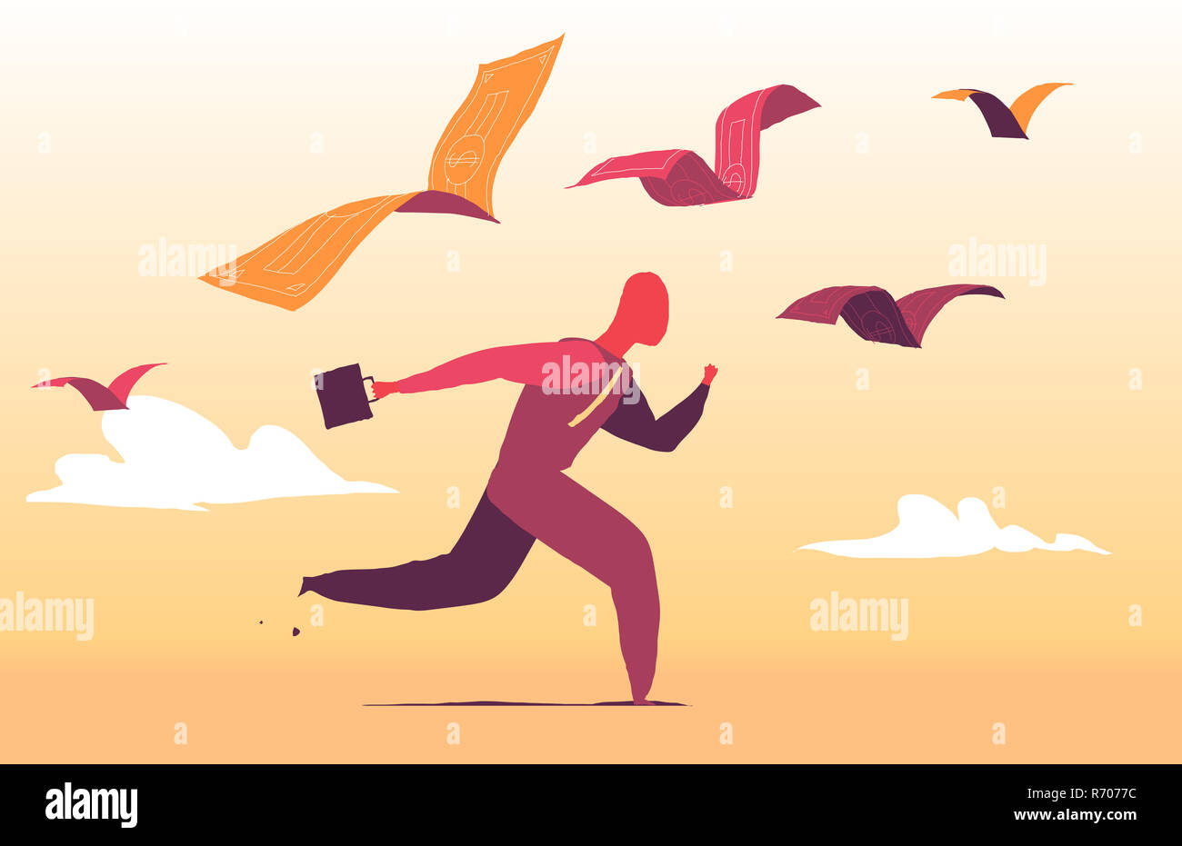 Business man run towards a rich future Stock Photo - Alamy