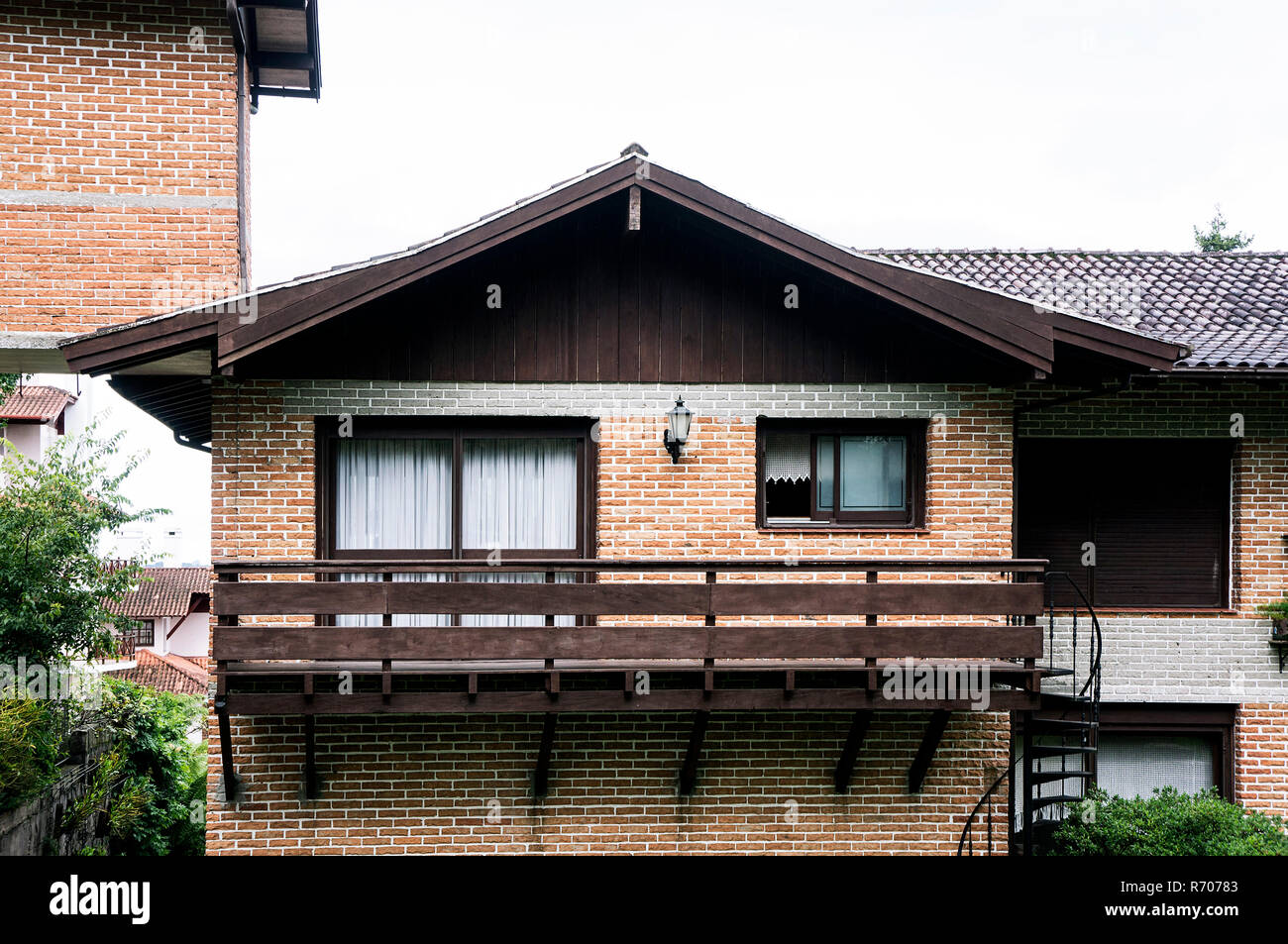 colonial german architecture bricks and wooden house rustic Stock Photo ...
