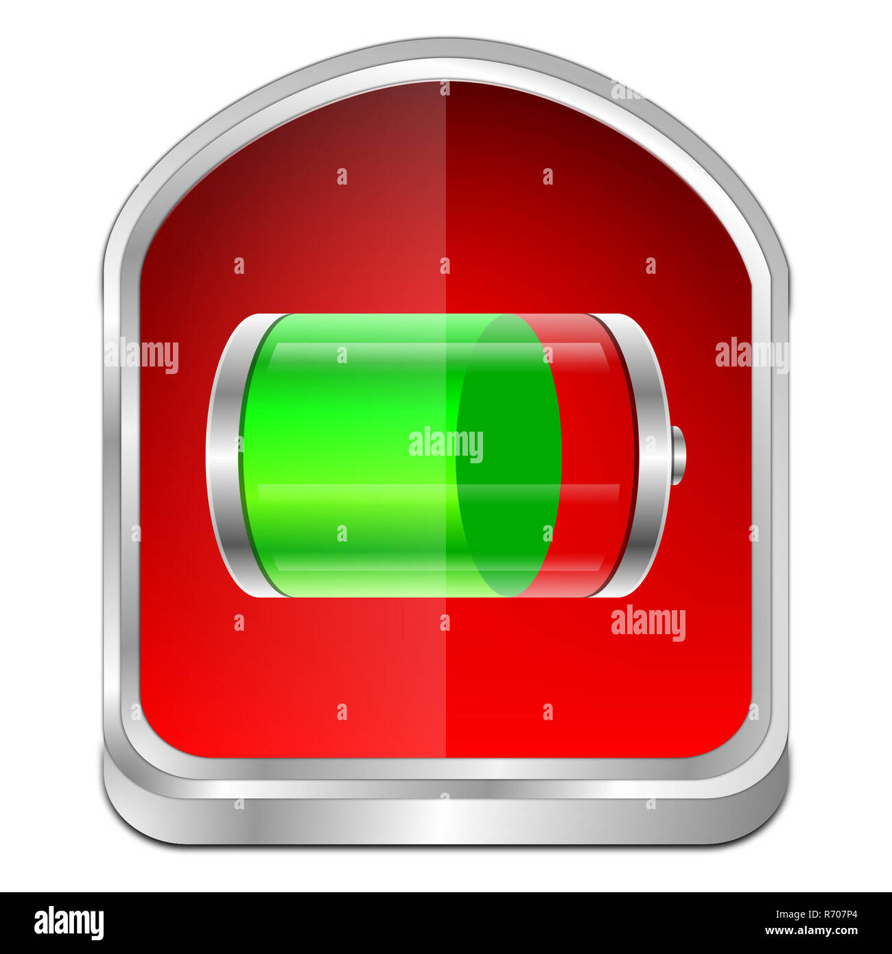 red green Battery Button - 3D illustration Stock Photo - Alamy