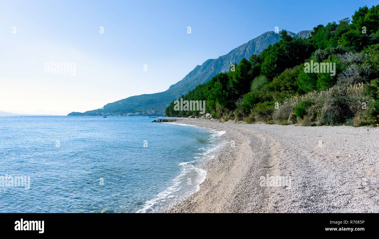 Adriatic Sea, beach and forest - Podgora, Makarska Riviera, Dalmatia ...