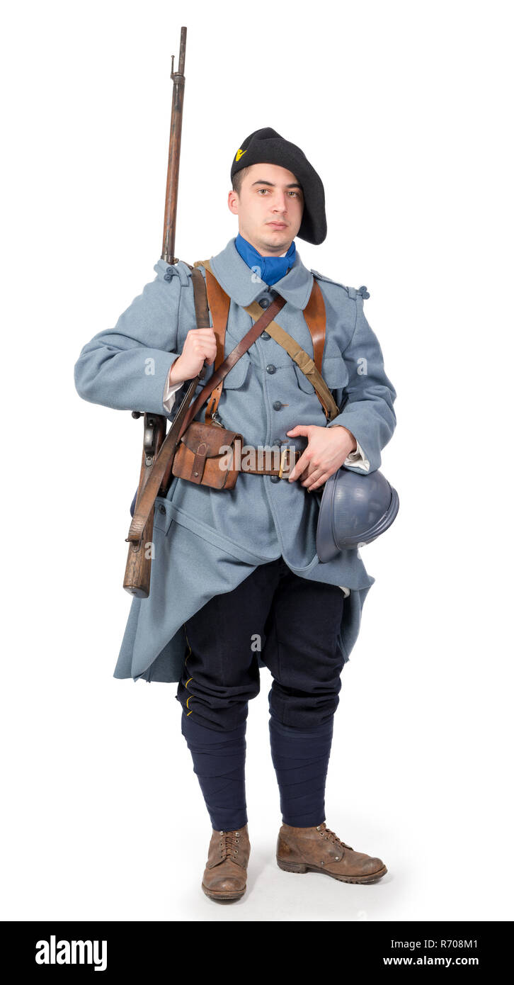 French soldier 1914 1918 isolated on white background Stock Photo - Alamy