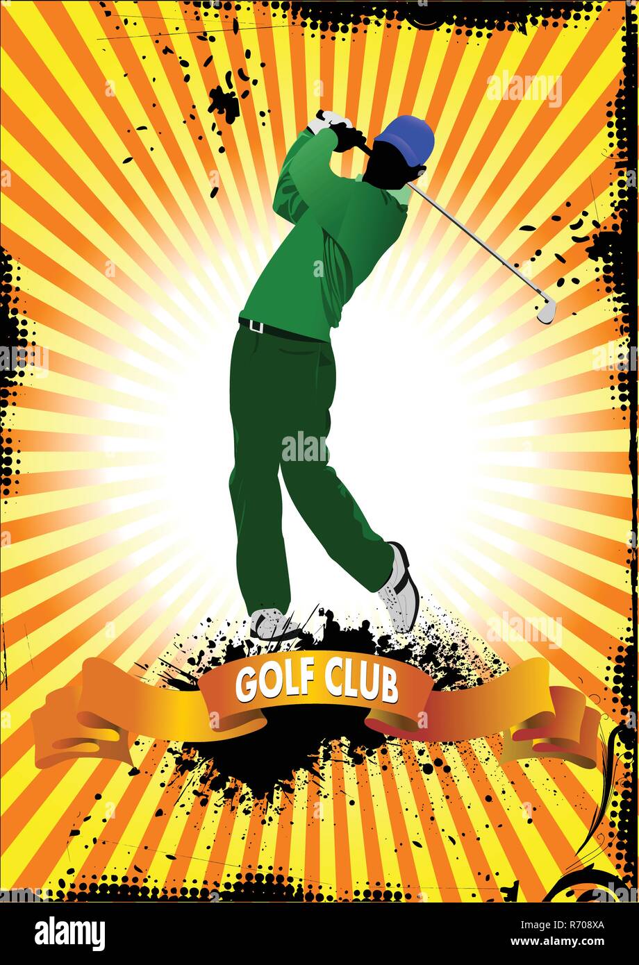 Poster with golf players vector illustration hi-res stock photography ...