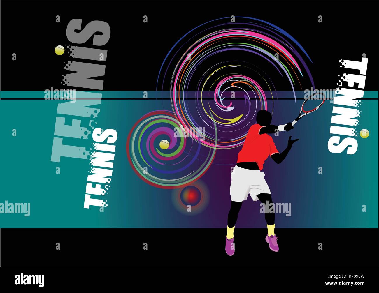 Tennis player poster. Colored Vector illustration for designers Stock ...