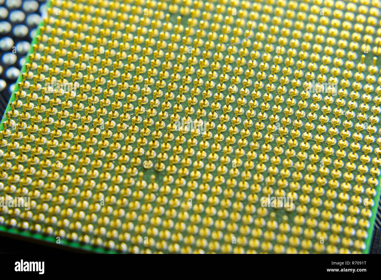 Computer processor, contact feet. Electronic board with electrical ...