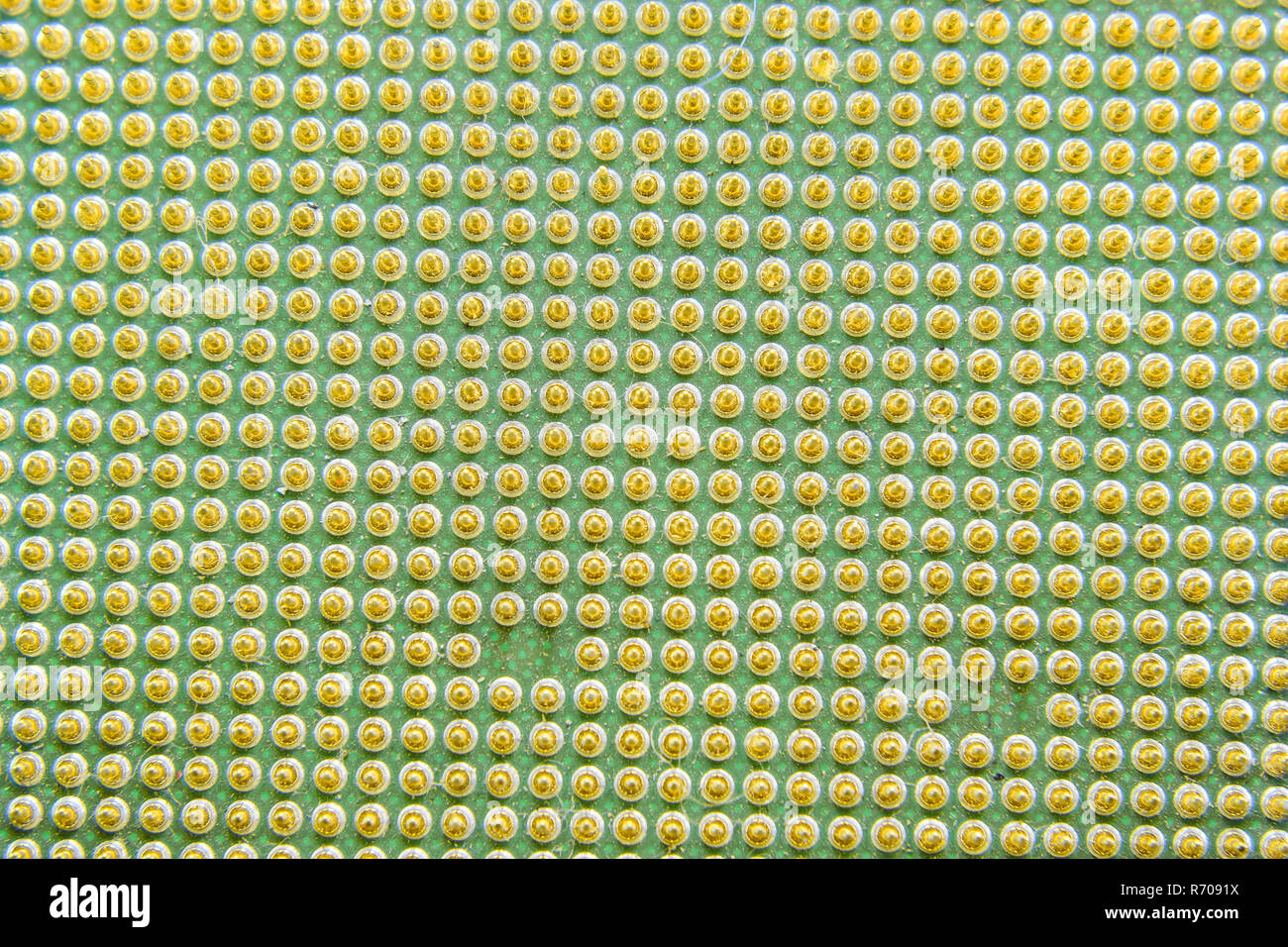 Computer processor, contact feet. Electronic board with electrical ...