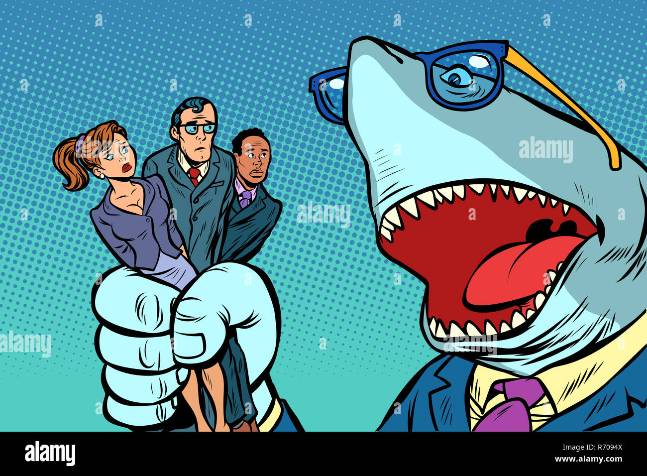 Shark boss business and office staff Stock Photo - Alamy