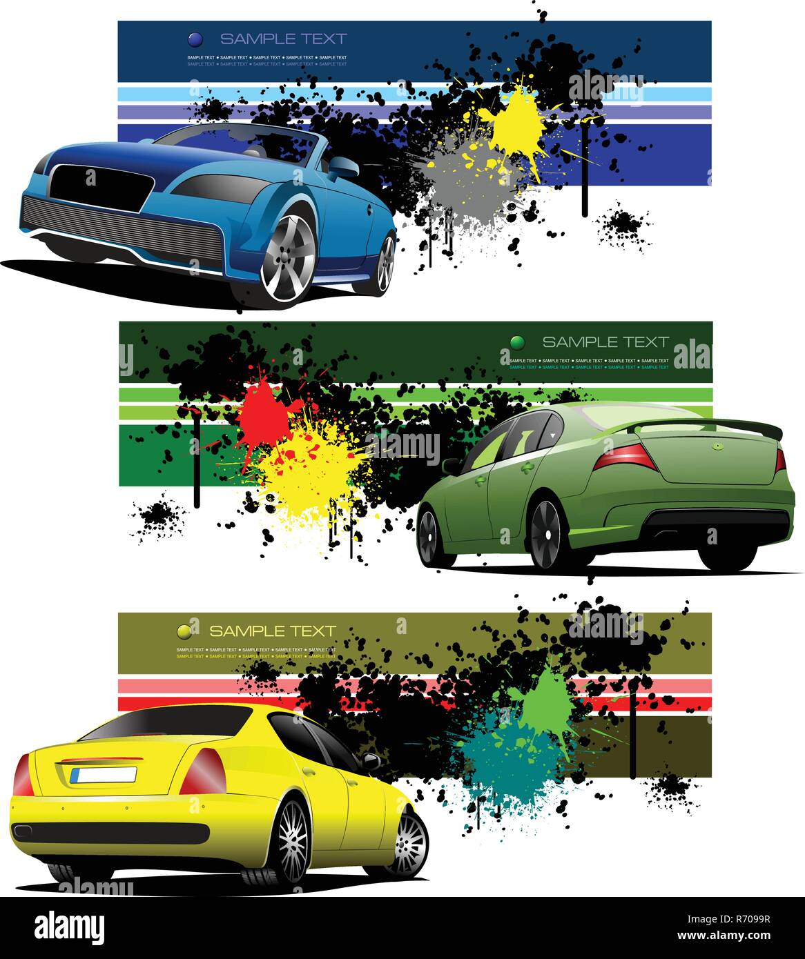 Three grunge Banners with cars. Vector illustration Stock Vector Image ...