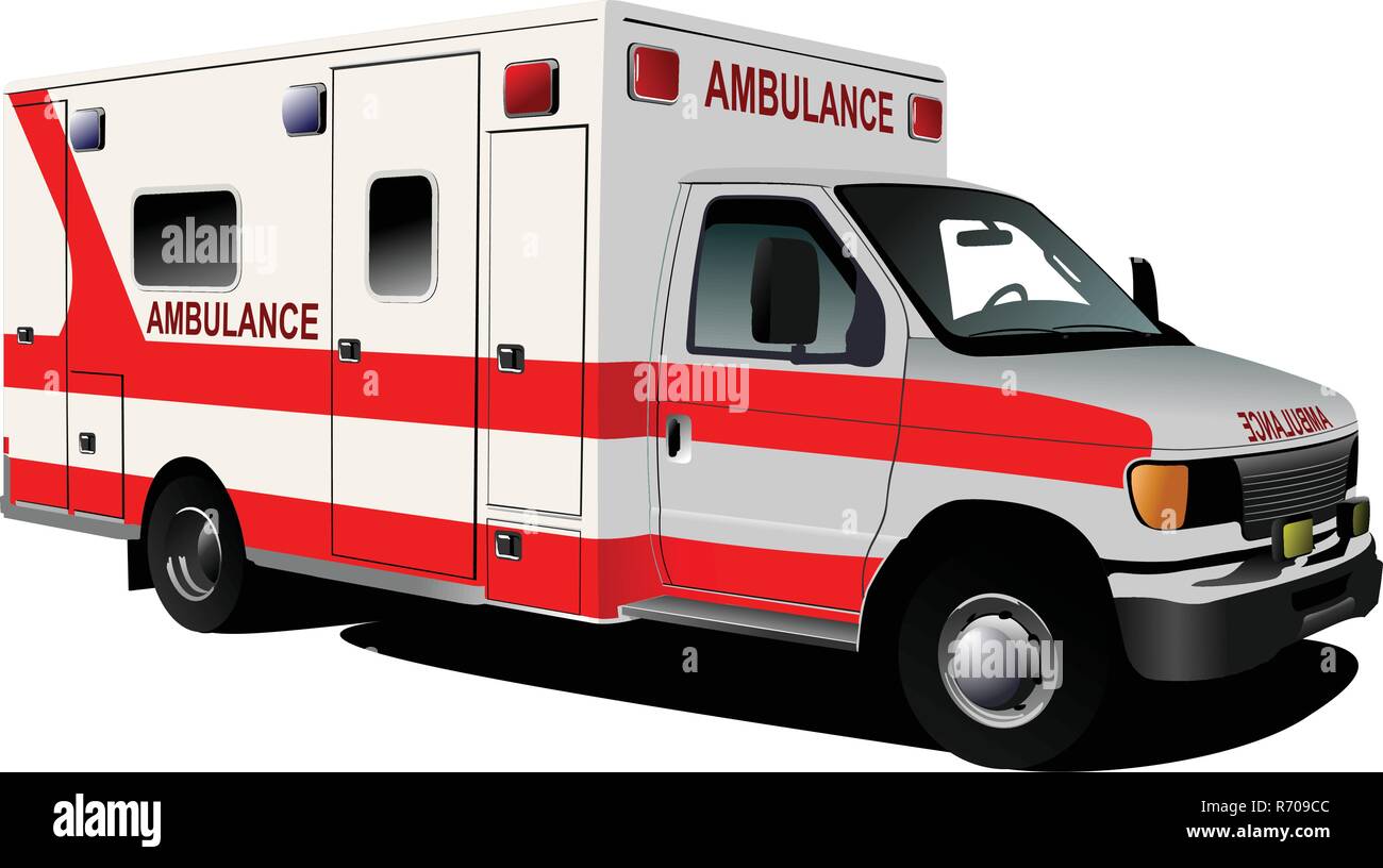 Modern ambulance van over white. Colored vector illustration Stock ...